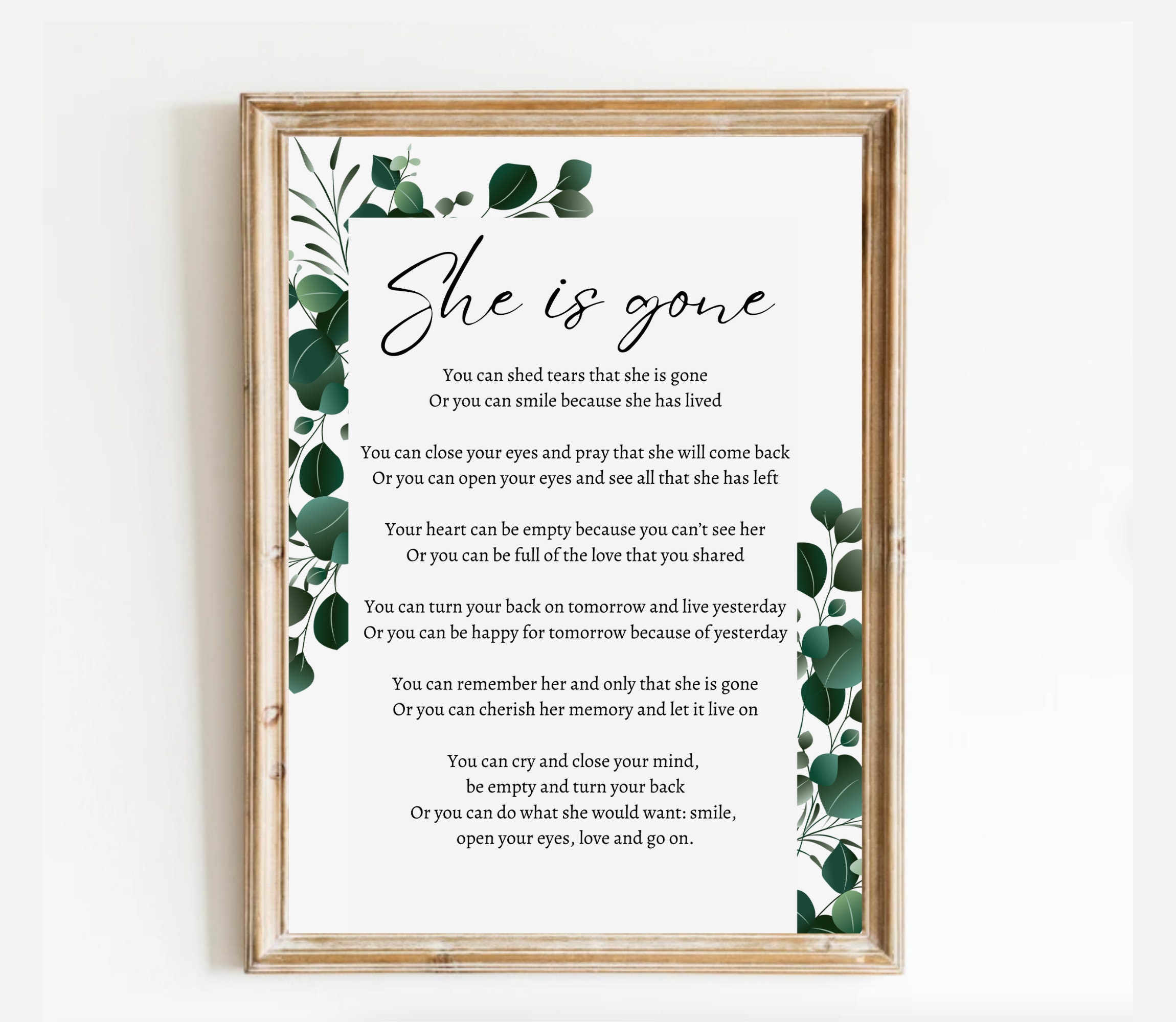She is Gone David Harkins Printable Poem Digital Download - Etsy UK