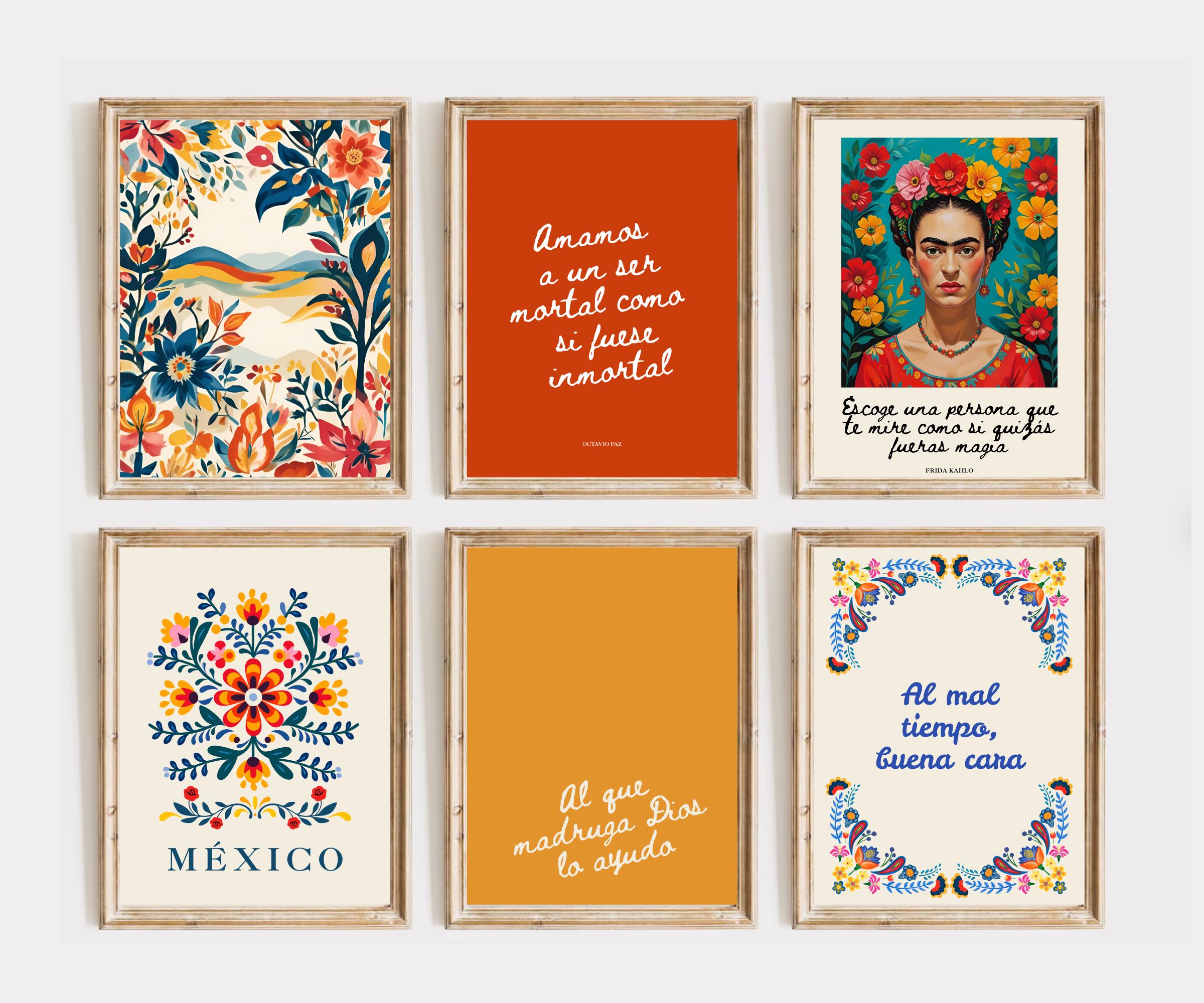 Set of 9 Mexican Quote Prints | Spanish Wall Art Kitchen Decor | Latina ...
