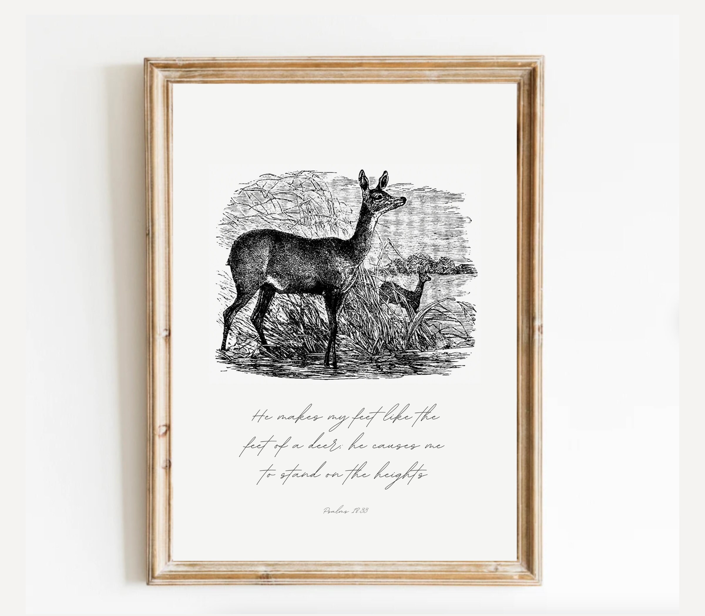 Deer Bible Verse Wall Art Psalm 18 Bible Quote Psalm Print - Etsy