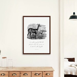 Deer Bible Verse Wall Art, Psalm 18, Bible Quote, Psalm Print ...