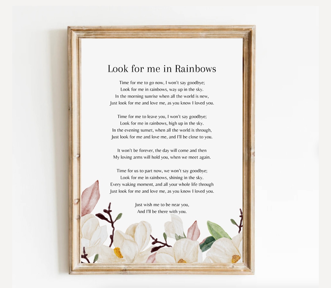 Look for Me in Rainbows | Funeral Poem | Memorial Gift | Loved One ...