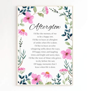 Afterglow Poem, Funeral Poem, Lost Loved One Poem, in Memory Of, Grief ...