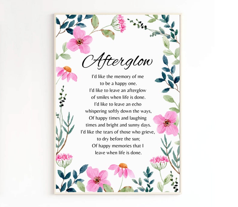 Afterglow Poem, Funeral Poem, Lost Loved One Poem, in Memory Of, Grief ...