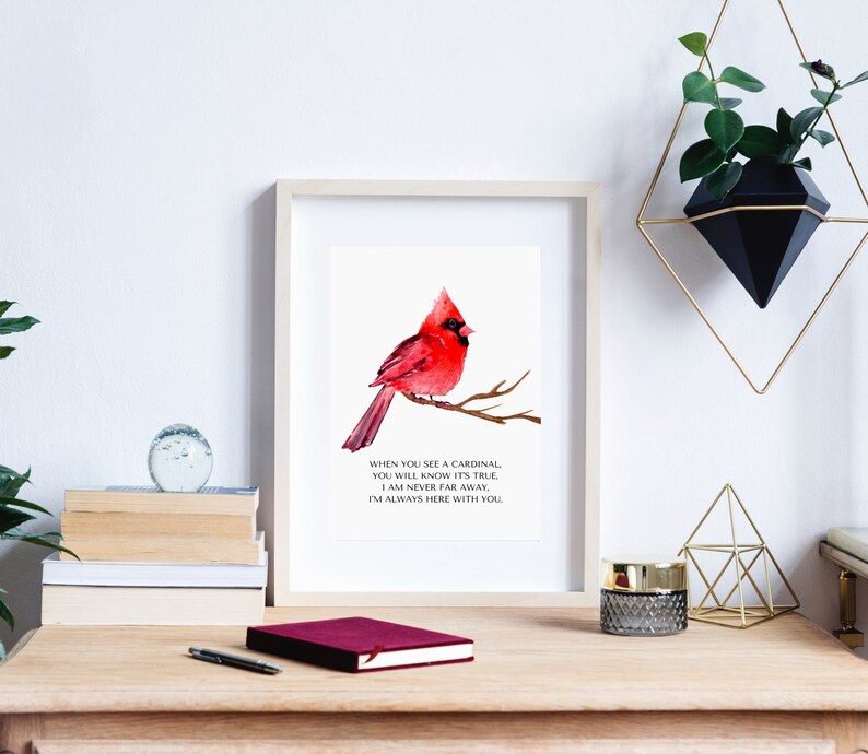 Cardinal Memorial Art Print, Grief Quote, Bereavement Gift (digital ...