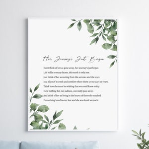 Her Journey’s Just Begun | Funeral Printable Poem, Digital Download ...