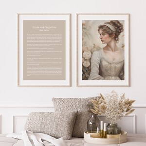 Jane Austen Art Set, Pride and Prejudice Wall Art, Jane Austen Quote ...