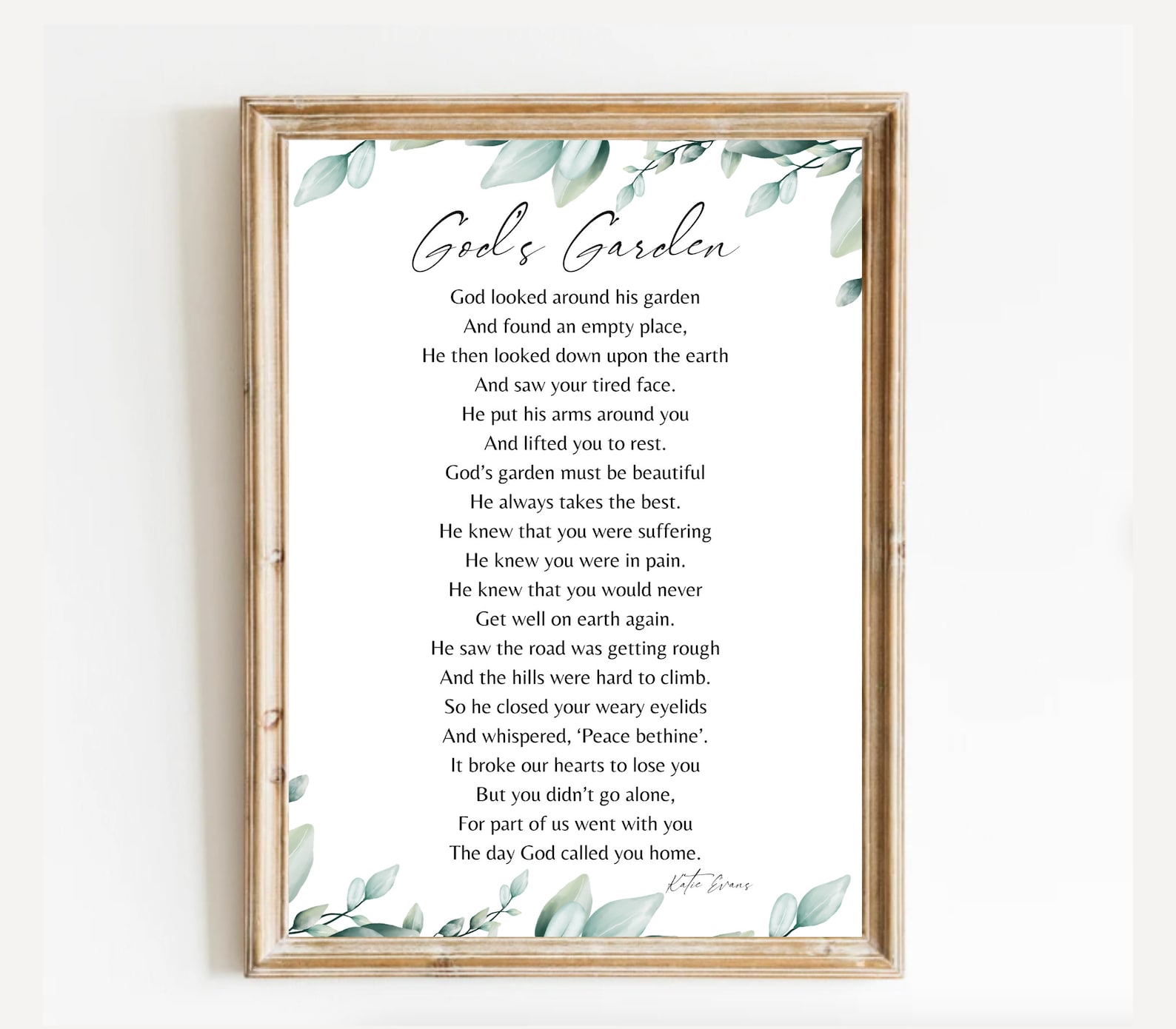 God's Garden Suffering Pain Funeral Poem Sympathy - Etsy