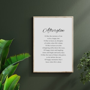 Afterglow Poem, Funeral Poem, Lost Loved One Poem, in Memory Of, Grief ...