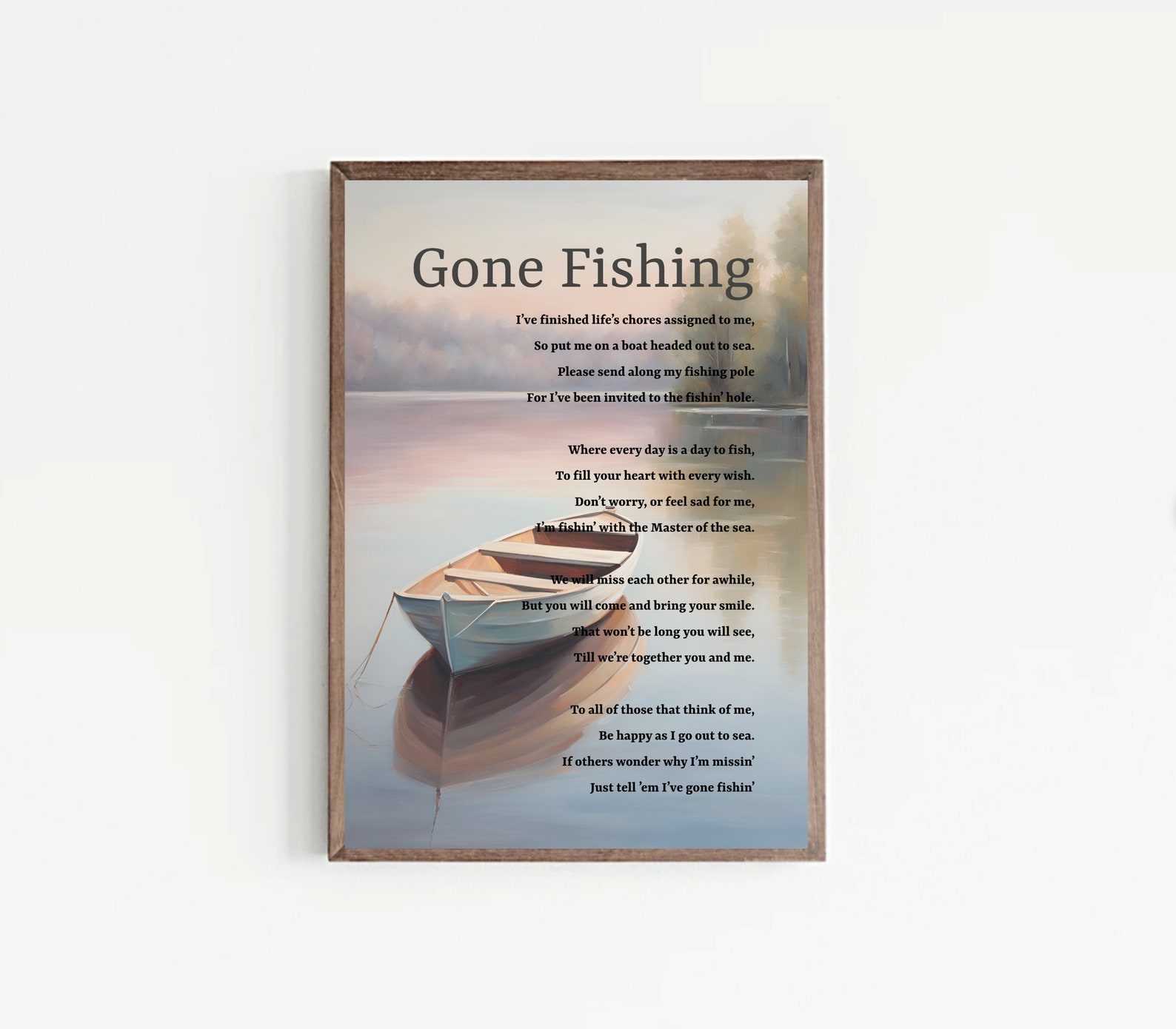 Gone Fishing Poem Ready to Print, Celebration of Life Poem for ...