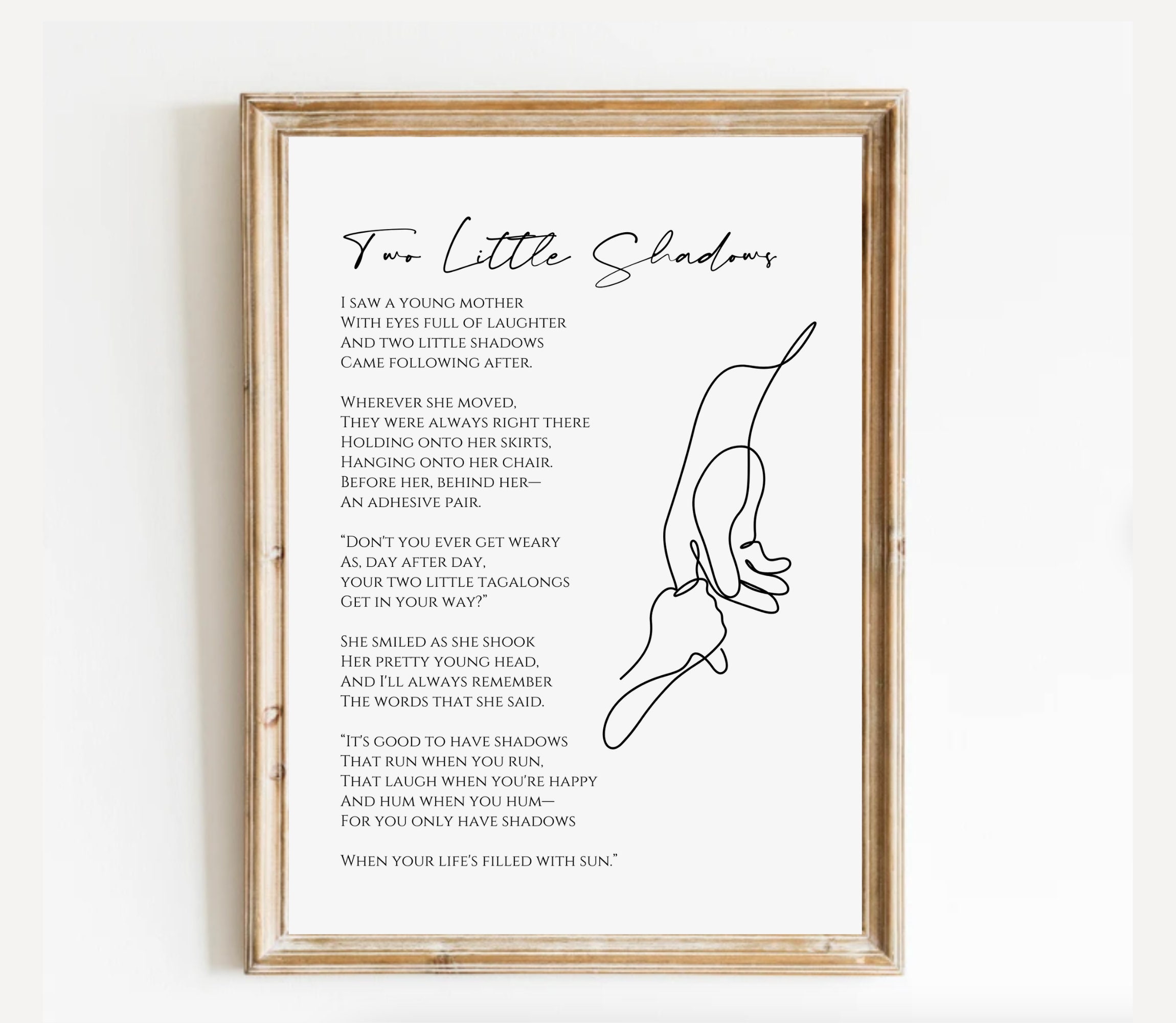 Two Little Shadows Poem, Gift for Mother, Mom, Unknown Author Poem ...