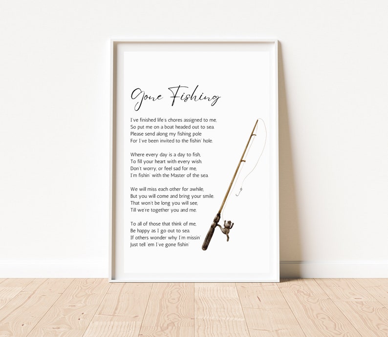 Gone Fishing Poem Ready to Print Celebration of Life Poem for - Etsy