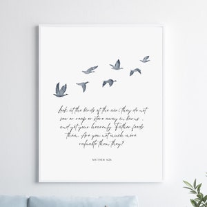 Look at the Birds of the Air Matthew 6:26, Bible Verse Print, Christian ...