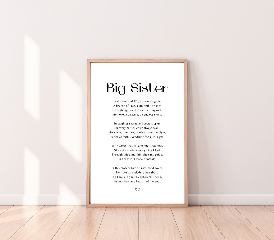 Big Sister Poem Print, Sister Gift (digital Download) - Etsy