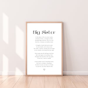 Big Sister Poem PRINT, Big Sister Gift, Sister Poem, Gift for Sisters ...