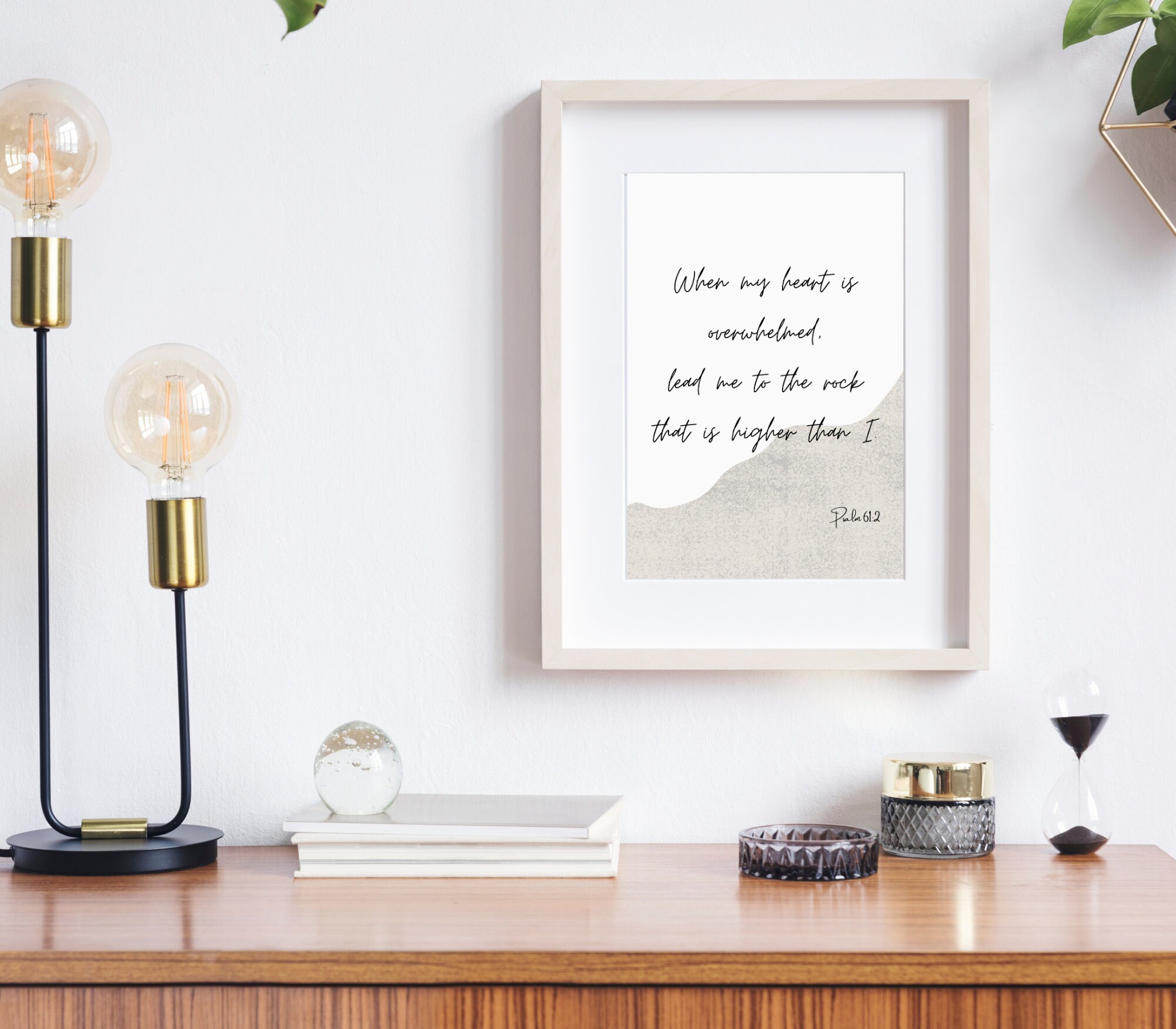 Bible Verse Prints, Psalm 61 2, Christian Wall Art, When My Heart is ...