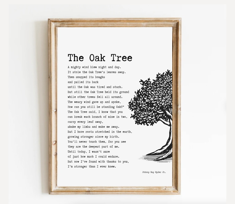 Oak Tree Poem Nature Wall Art Inspirational Art Print - Etsy