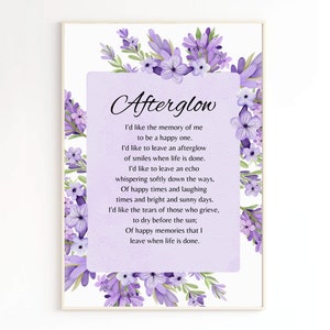 Afterglow Poem, Funeral Poem, Lost Loved One Poem, in Memory Of, Grief ...