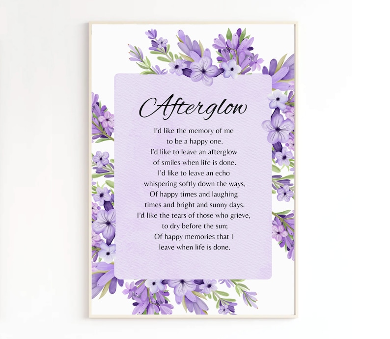 Afterglow Poem Funeral Poem Lost Loved One Poem in Memory - Etsy
