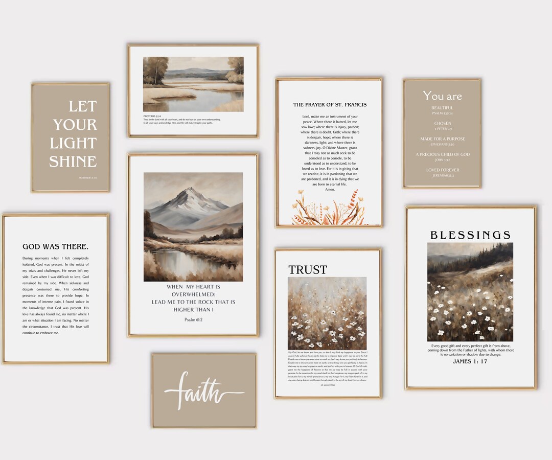 Modern Scripture Wall Art, Set of 16 Psalms Prints, Psalms Bible Verse ...