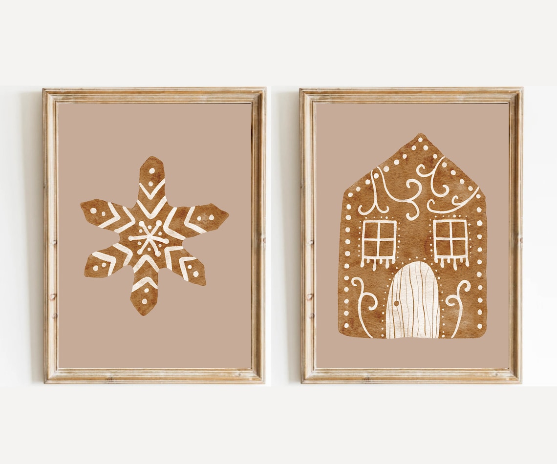 Gingerbread House 9 Prints, Christmas Printable Wall Art, Modern ...