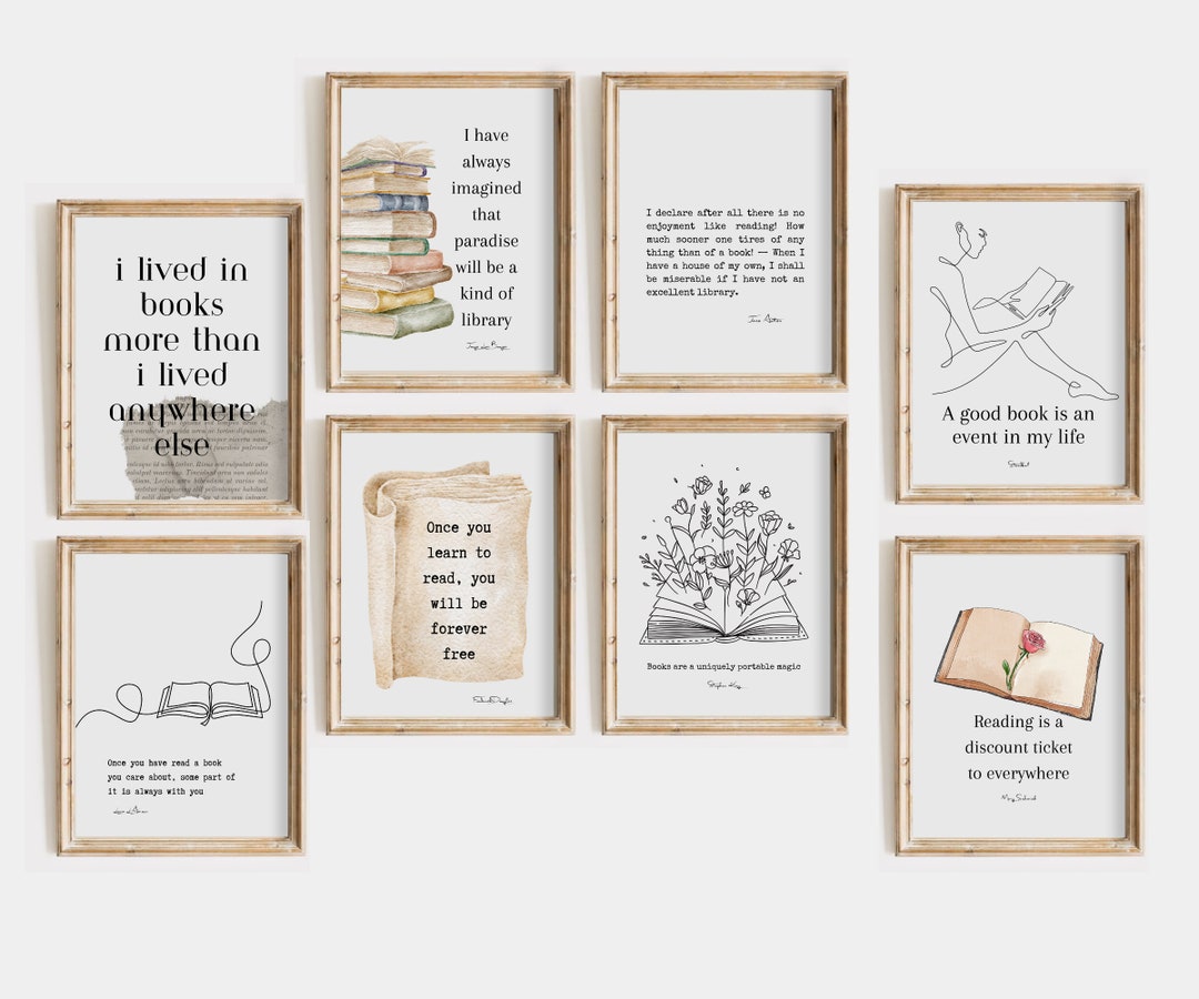 Set of 15 Gallery Wall Set, Bookish Prints, Book Wall Art | Book Lover ...