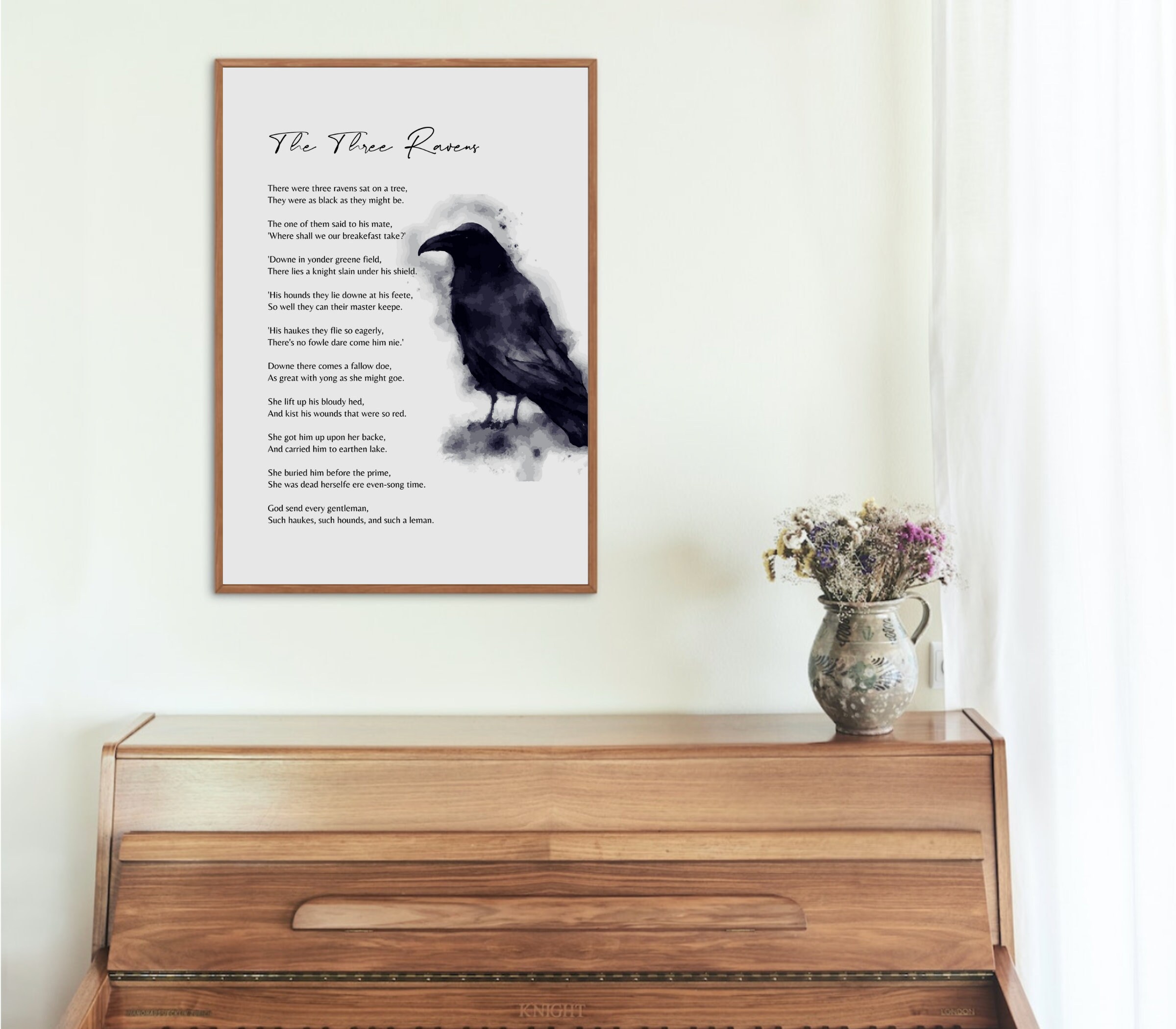 The Three Ravens Poem Print | Watercolor Raven Art (instant Download ...