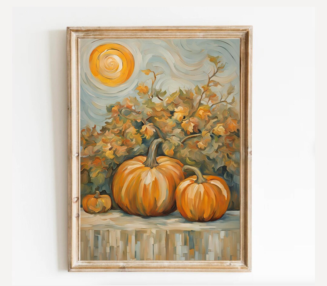 Fall Painting Van Gogh Pumpkin, Fall Printable Art, Neutral Colors ...