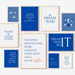 Blue Office Set of 10 Prints, Office Wall Decor, Home Office Decor ...
