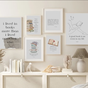 Set of 15 Gallery Wall Set, Bookish Prints, Book Wall Art | Book Lover ...