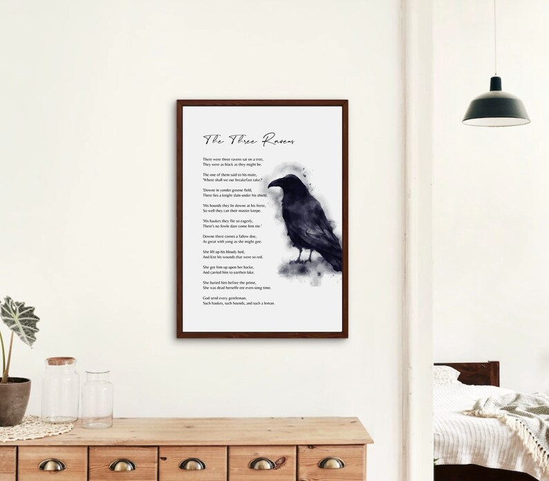 The Three Ravens Poem Print | Watercolor Raven Art (instant Download ...
