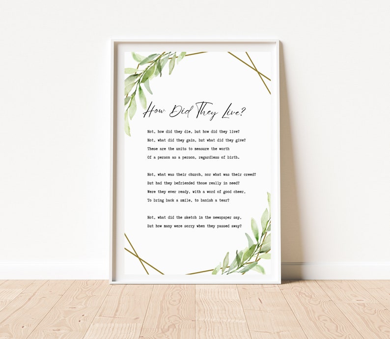 How Did They Live Printable Poem Digital Download Grief - Etsy