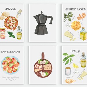 Italian Kitchen Wall Decor | Kitchen Wall Art Set of 8 PRINTABLES ...