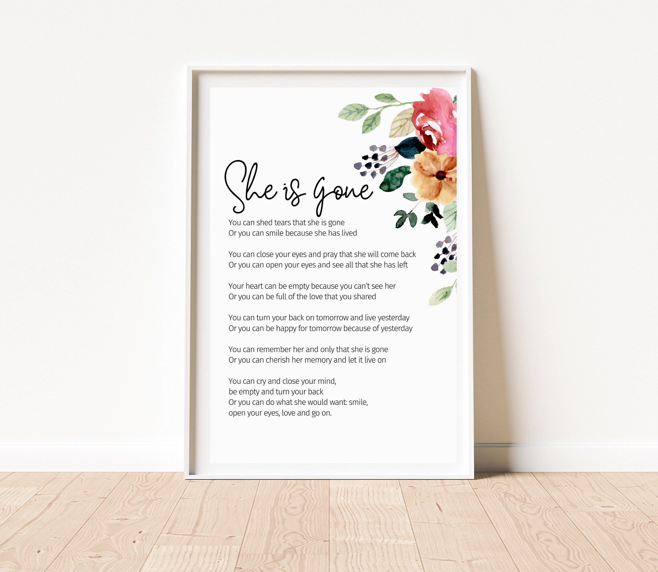 She is Gone | David Harkins Printable Poem, Digital Download, Grief ...
