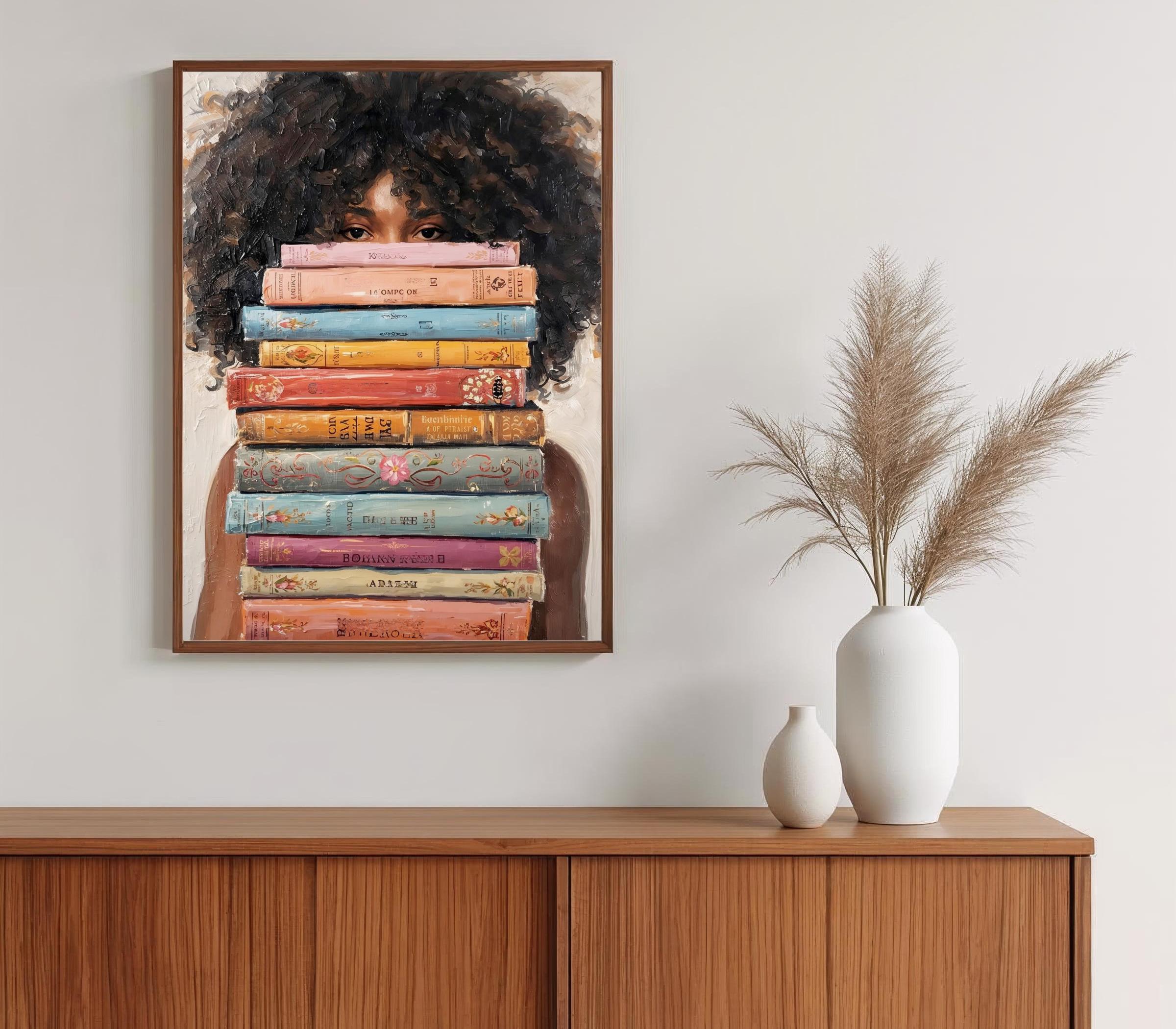 Black Woman Reading Print: Abstract Afro Feminine Art (digital Download ...