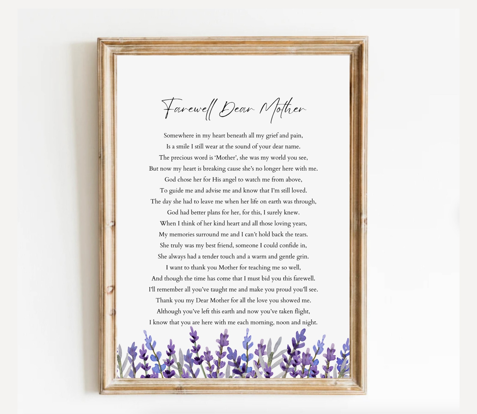 Farewell Dear Mother Funeral Printable Poem Digital - Etsy Canada