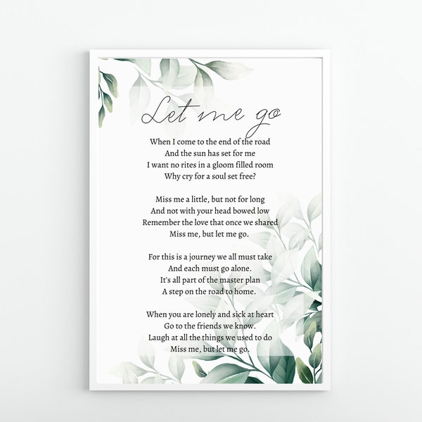 Let Me Go Poem - Etsy UK
