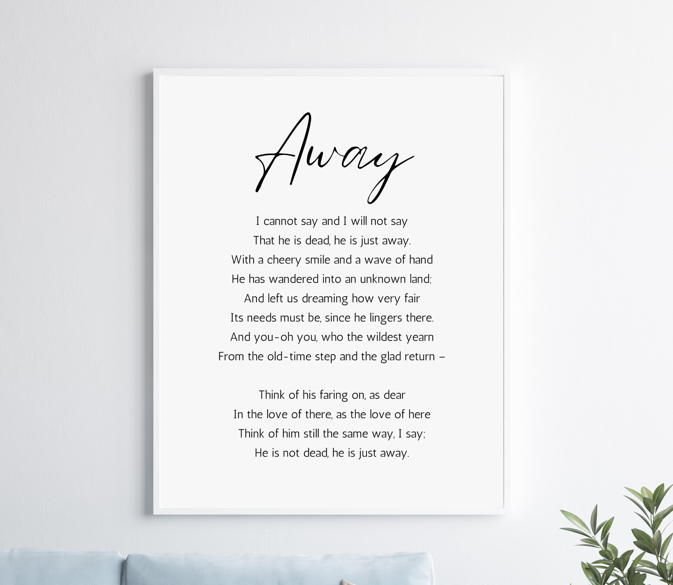 Away James Whitcomb Riley Printable Poem Digital Download - Etsy
