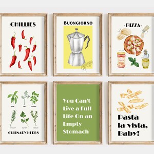 Italian Kitchen Wall Decor | Kitchen Wall Art Set of 9 PRINTABLES ...