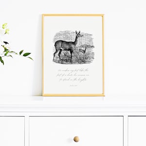Deer Bible Verse Wall Art, Psalm 18, Bible Quote, Psalm Print ...