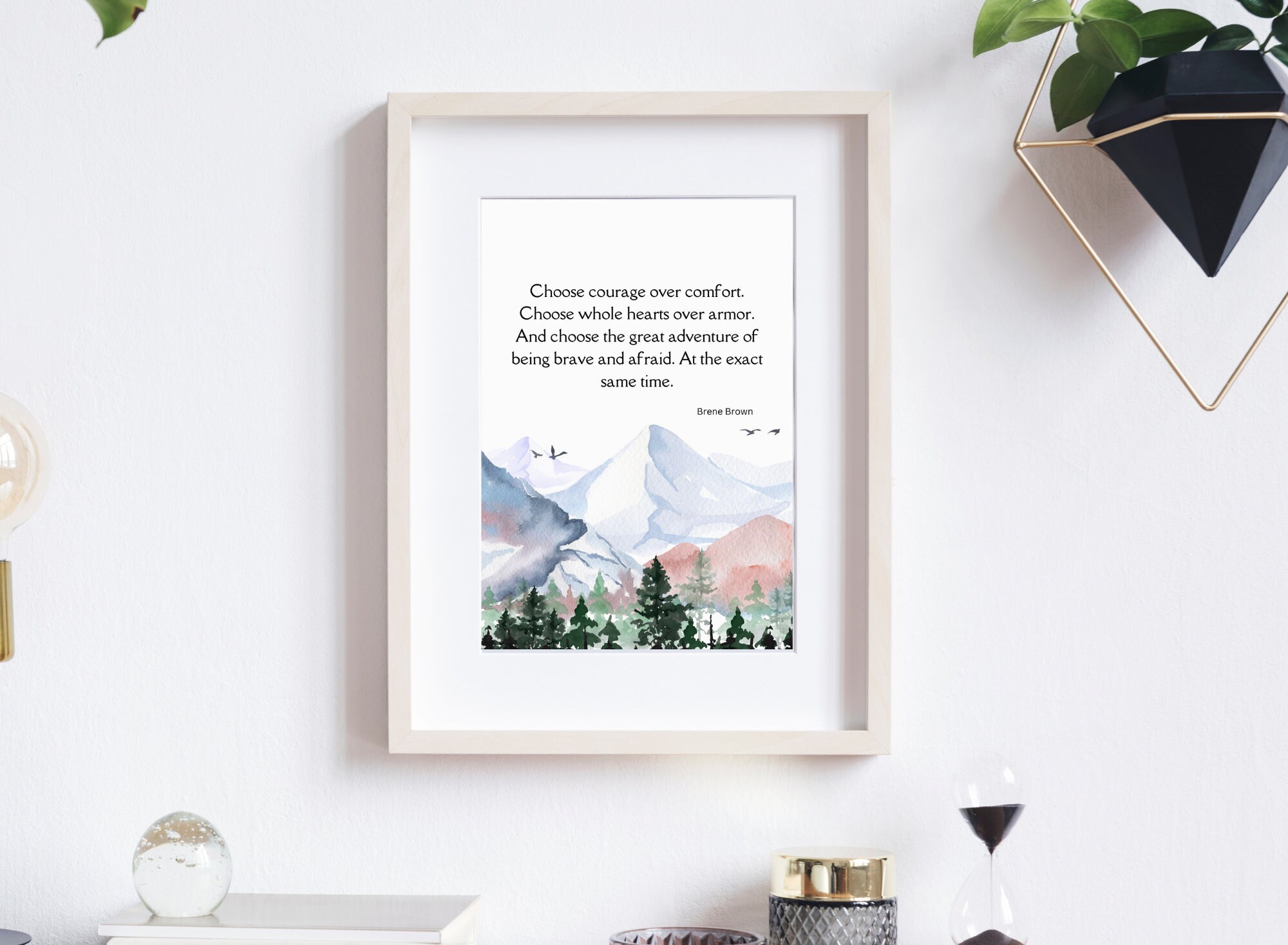 Choose Courage Over Comfort Brene Brown Watercolour Forest and - Etsy ...
