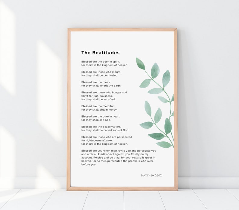 The Beatitudes Scripture Art | Watercolor Botanical Print (digital ...