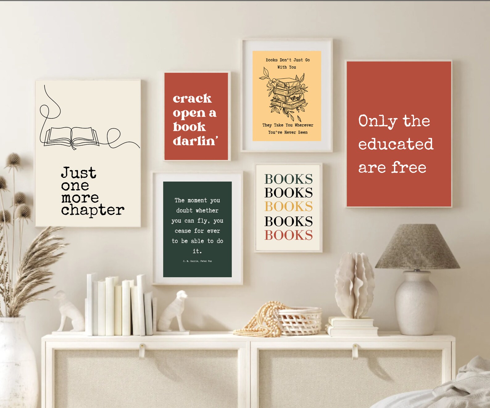 Gallery Wall Set of 16 Prints With Book Quotes, Book Prints, Book Art ...