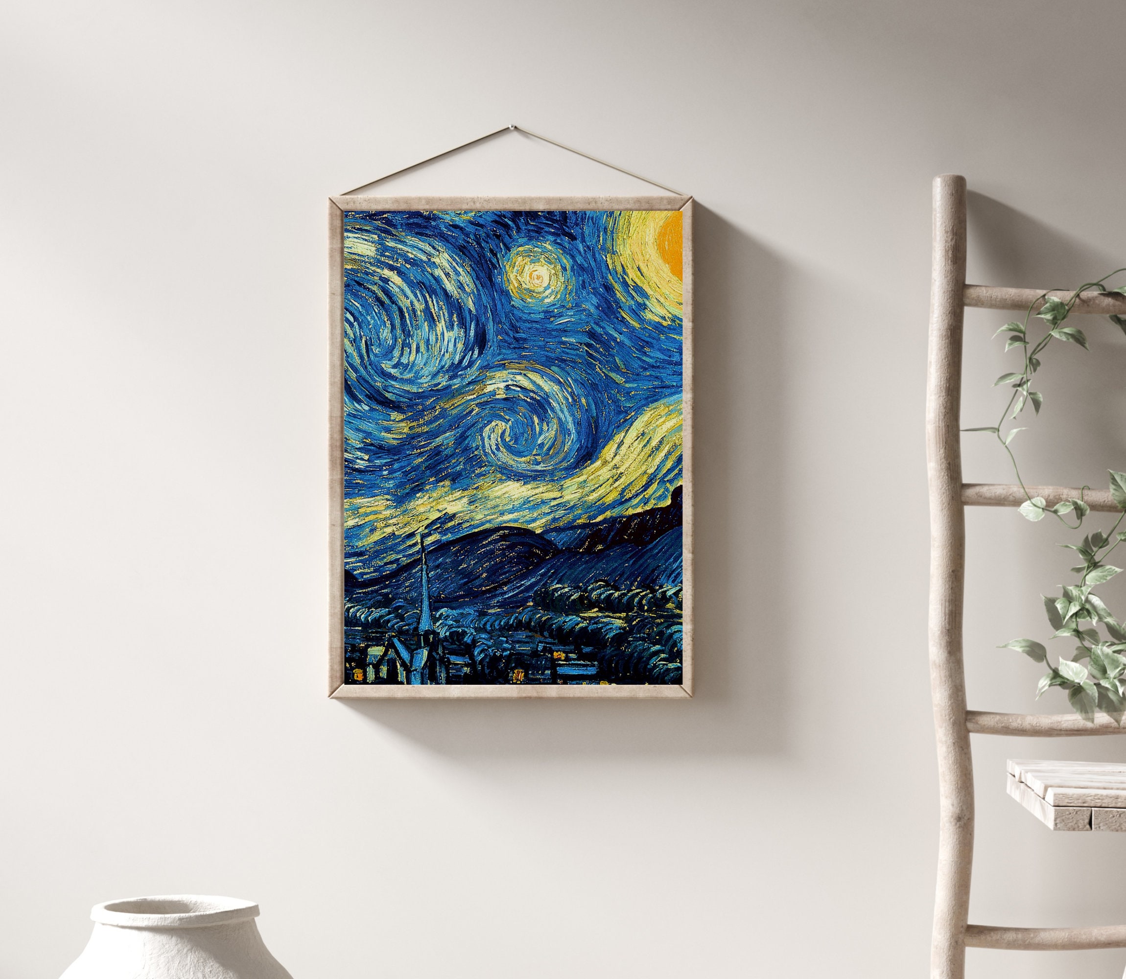 Starry Night by Vincent Van Gogh Set of 2 Printable Art Prints, Famous ...