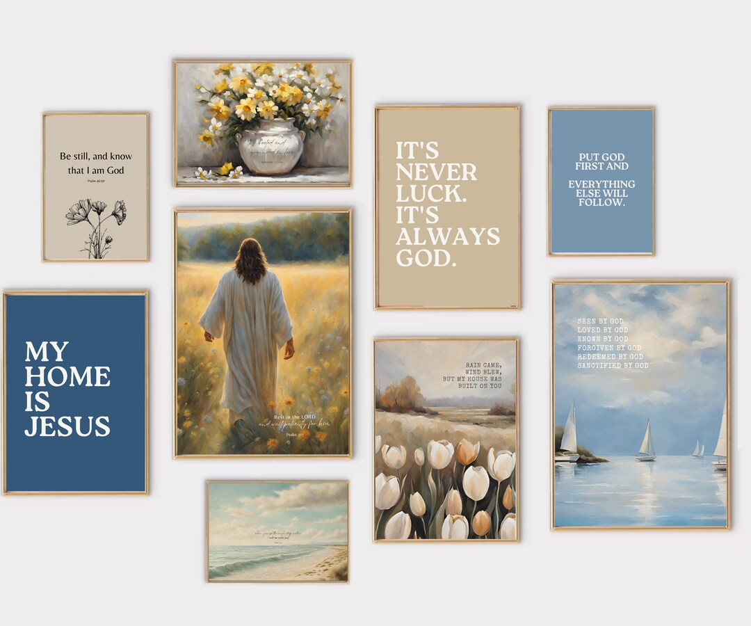 Set of 11 Scripture Wall Art Psalm 37:7, Bible Verse Wall Art ...
