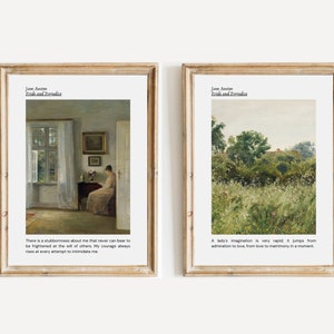 Jane Austen Gallery Art Set, Pride and Prejudice Wall Art, Jane Austen ...
