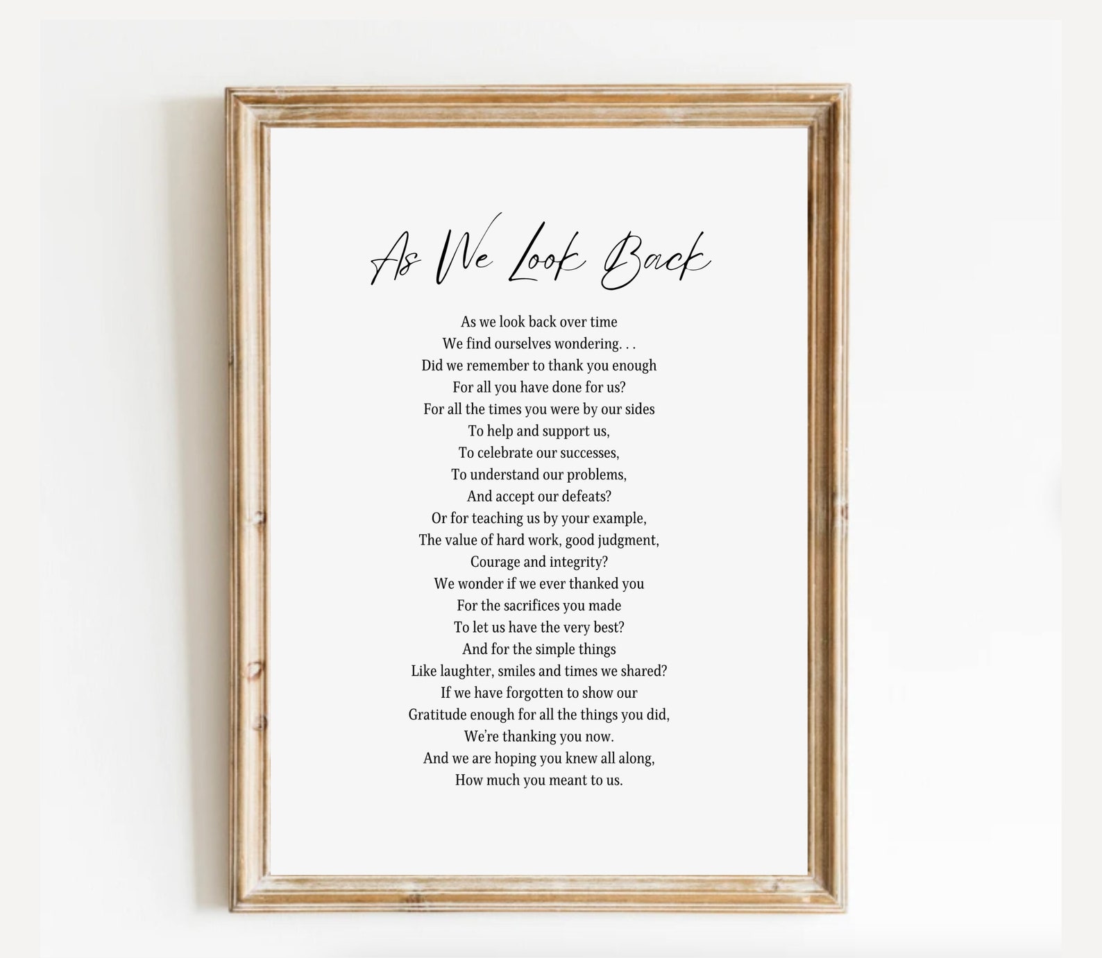 As We Look Back Funeral Poem Print, Celebration of Life Poem for Friend ...
