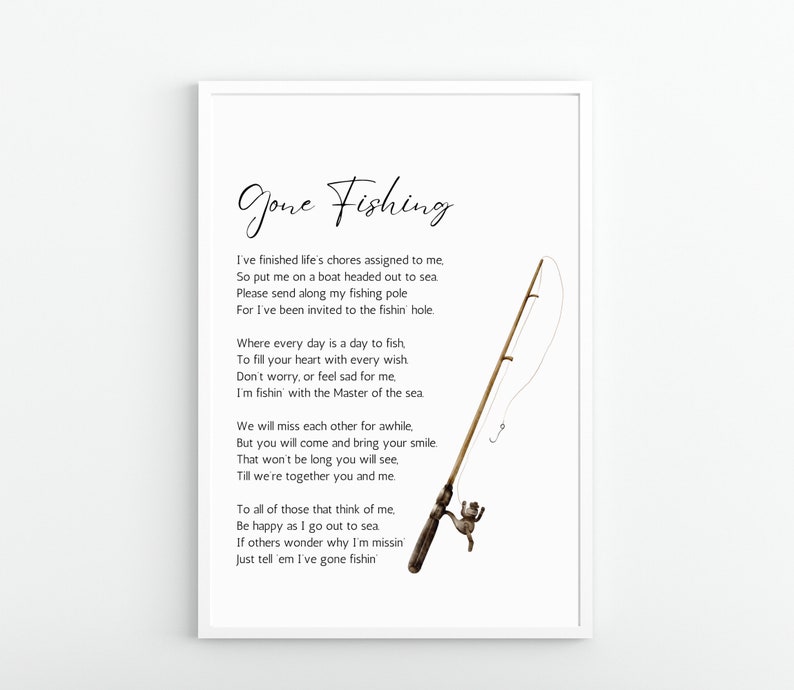 Gone Fishing Poem Ready to Print Celebration of Life Poem for - Etsy ...