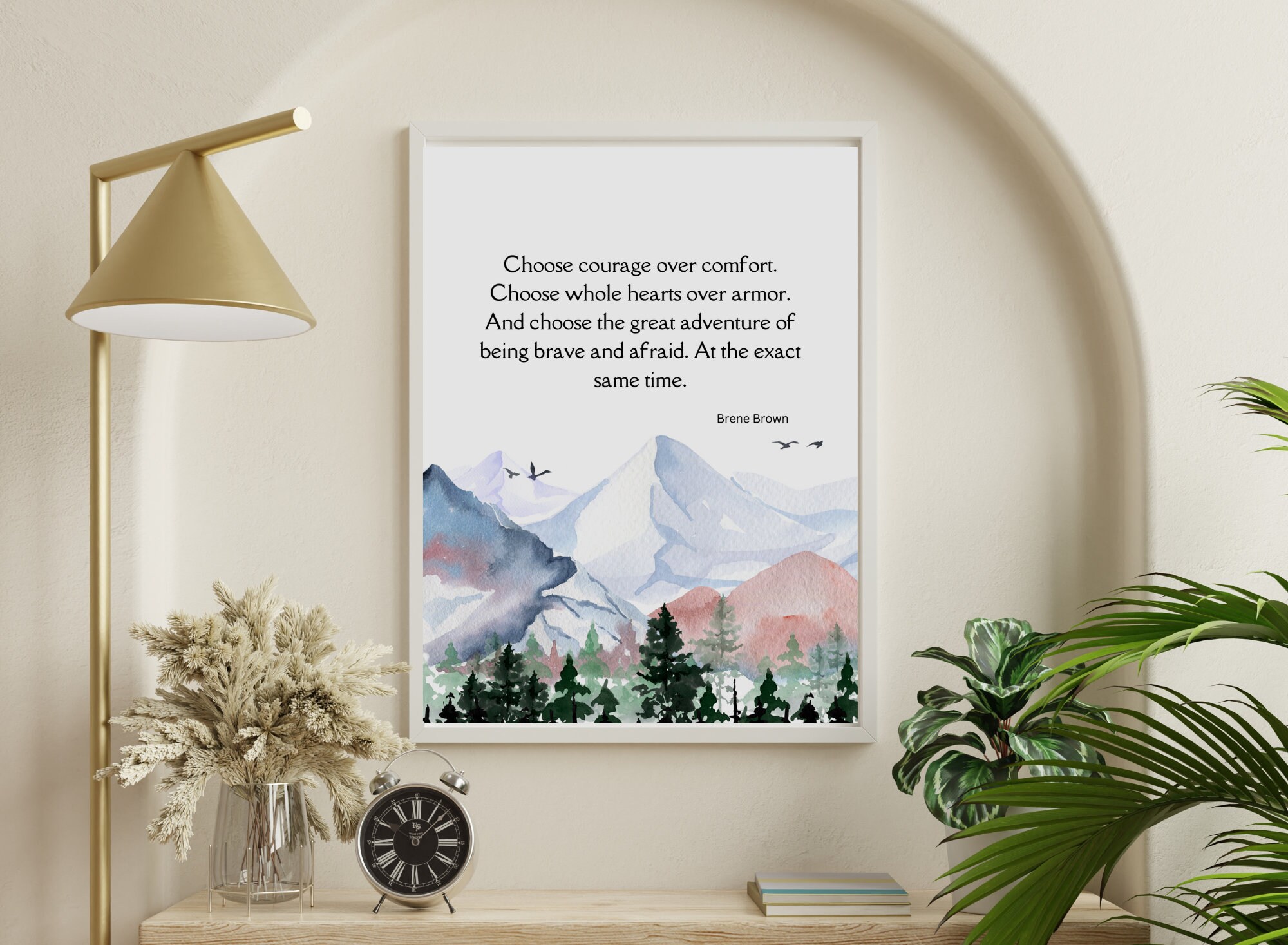 Choose Courage Over Comfort Brene Brown Watercolour Forest and - Etsy Canada