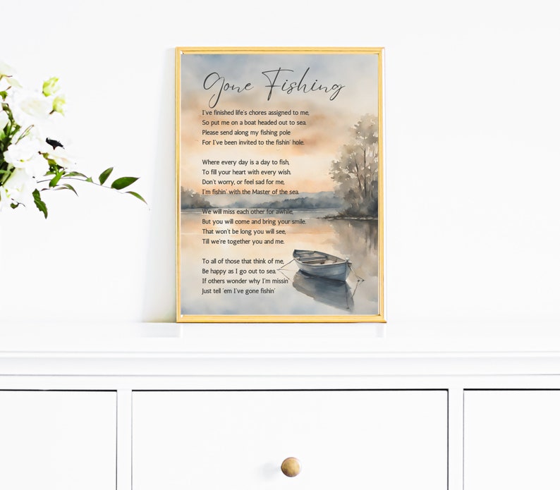 Gone Fishing Poem Print, Fisherman Memorial, Celebration of Life ...