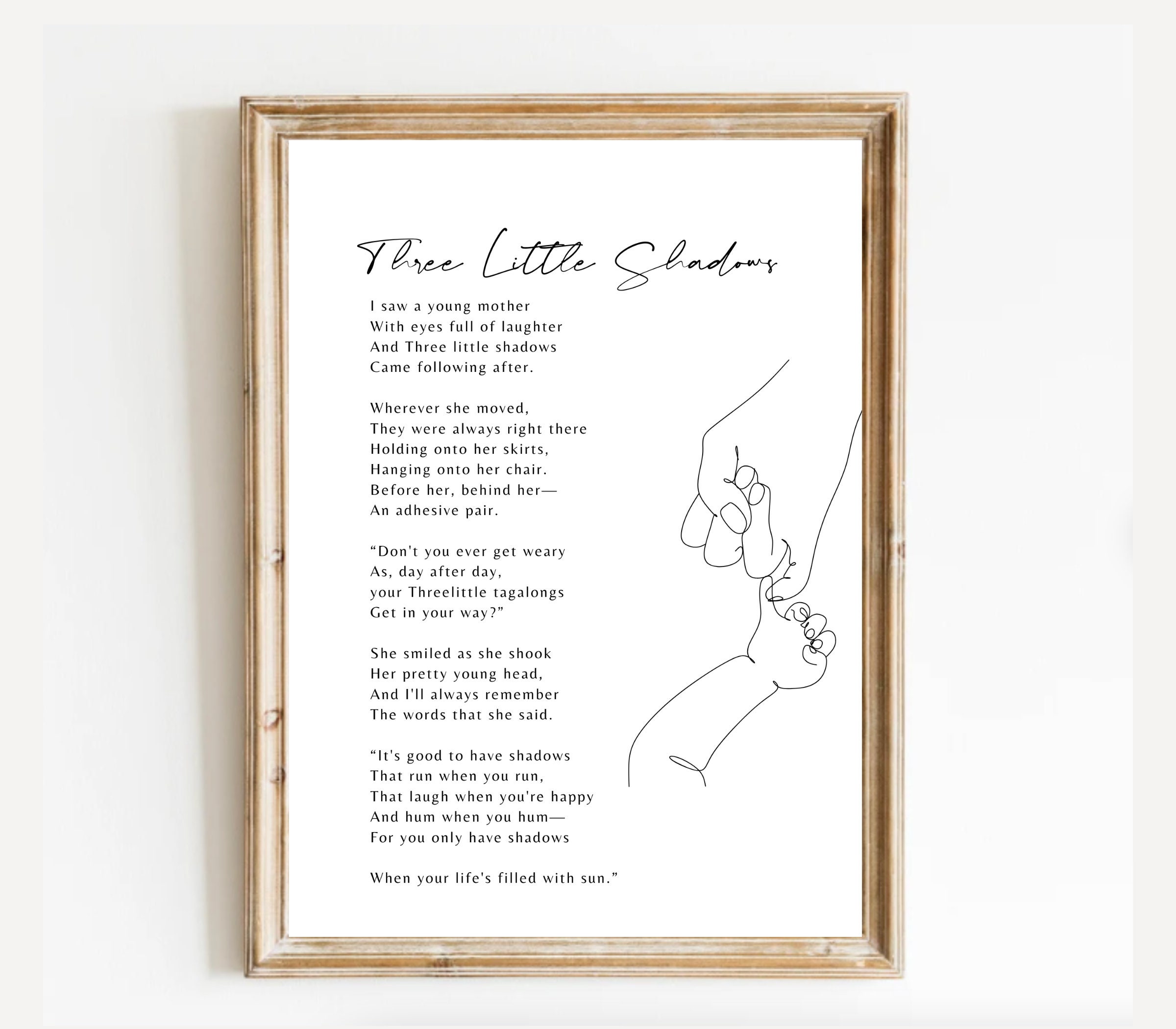 Three Little Shadows Two Little Shadows Poem, Gift for Mother, Mom Poem ...